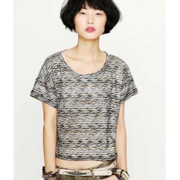 Free People | Tops | Free People Rainbow Wave Crop Top | Poshmark